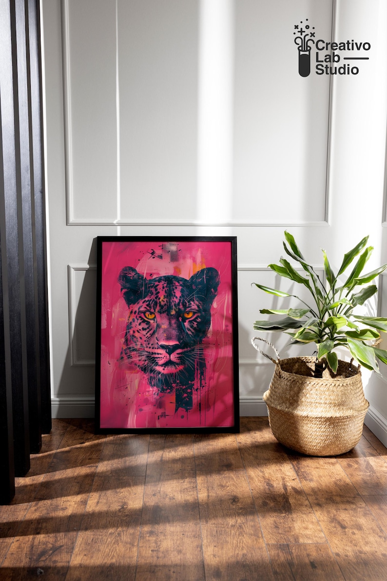 Pink Jaguar Art Print: Modern Jungle Wall Decor (digital Download) - Etsy