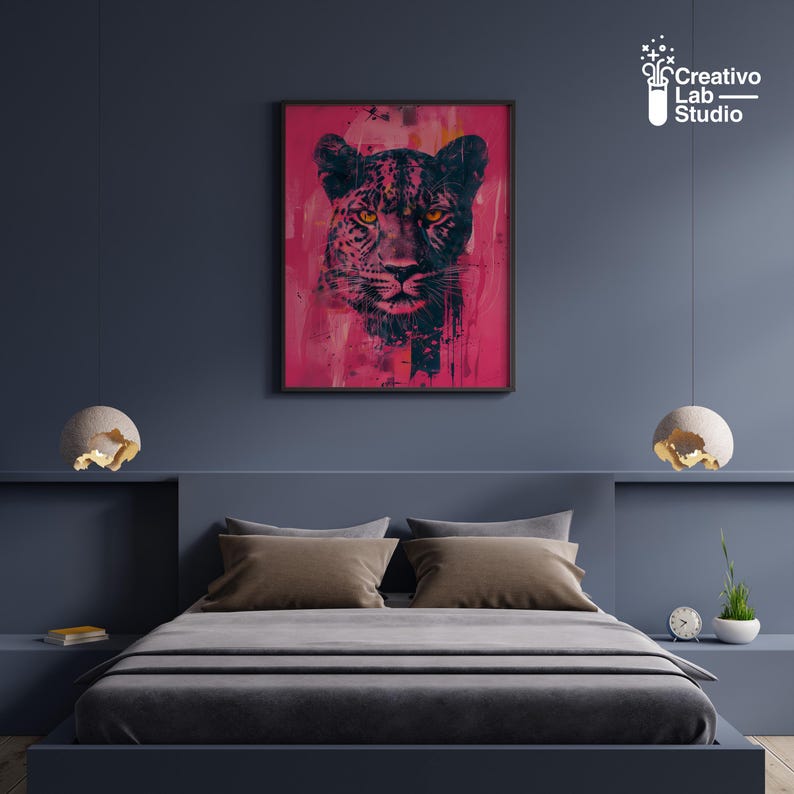 Pink Jaguar Art Print: Modern Jungle Wall Decor (digital Download) - Etsy