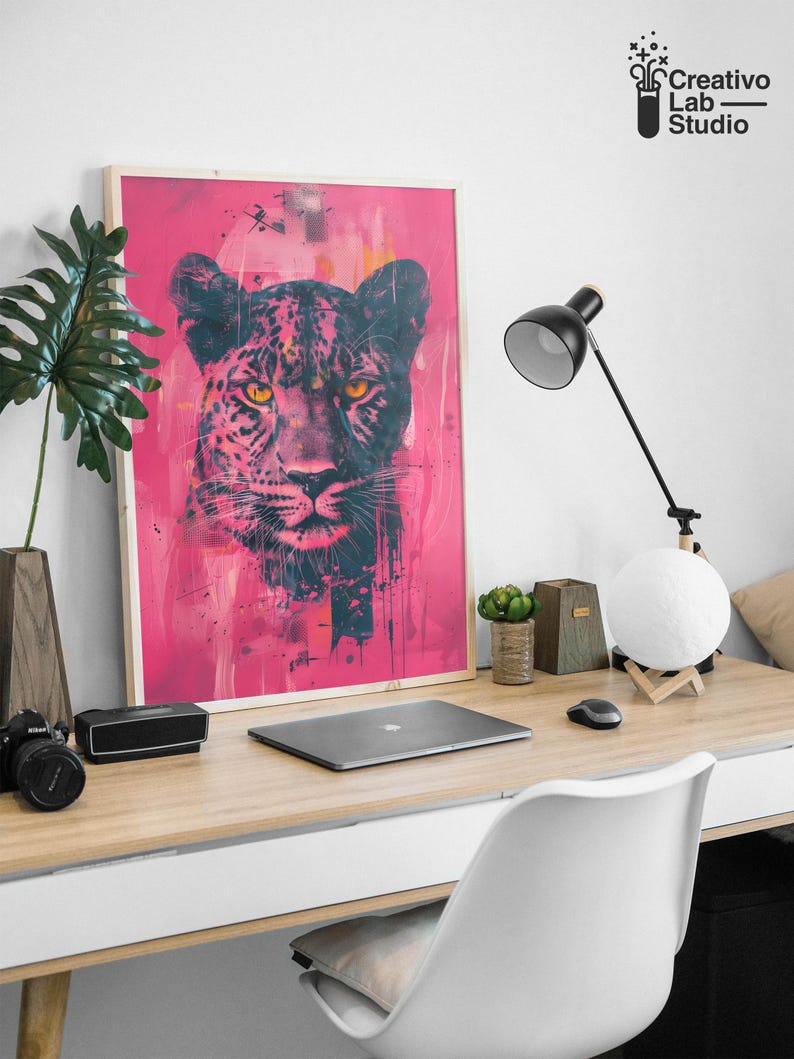 Pink Jaguar Art Print: Modern Jungle Wall Decor (digital Download) - Etsy
