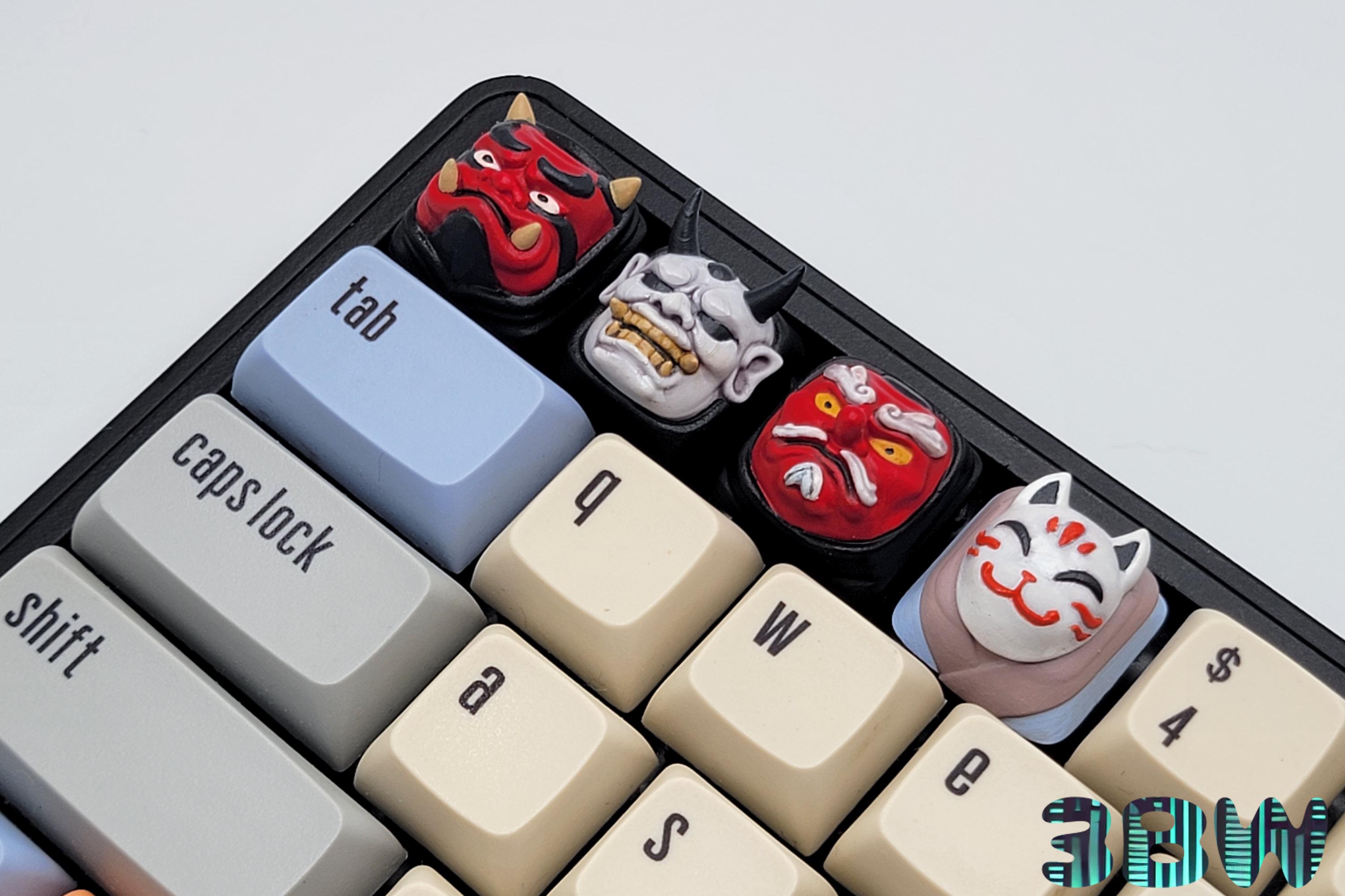 Handpainted Japanese Mask Keycap Set | Resin Artisan Caps | Cherry MX ...
