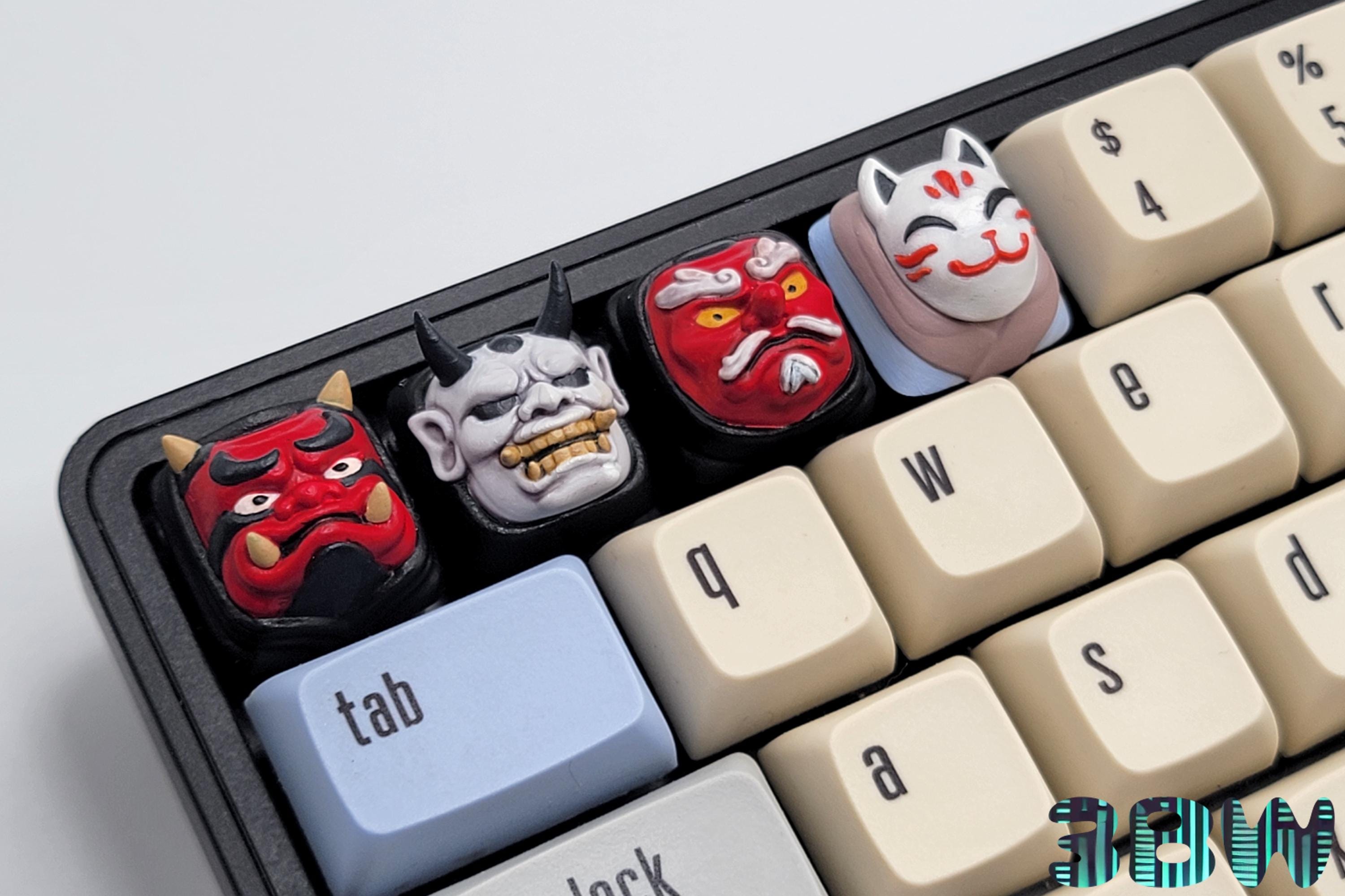 Handpainted Japanese Mask Keycap Set | Resin Artisan Caps | Cherry MX ...