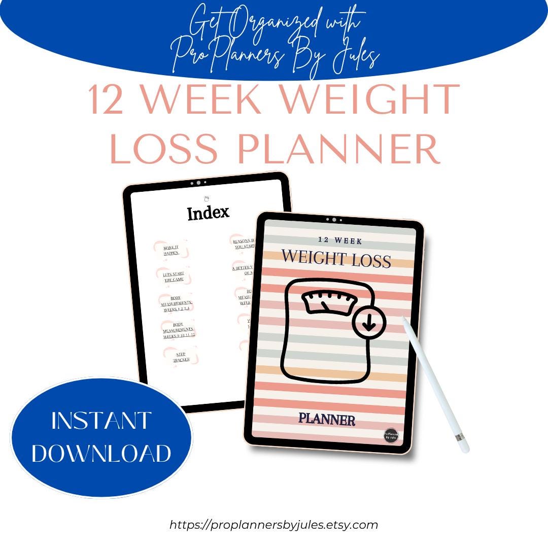 12 Week Weight Loss Planner, Tracker, Goal Setting Journal for Fitness ...