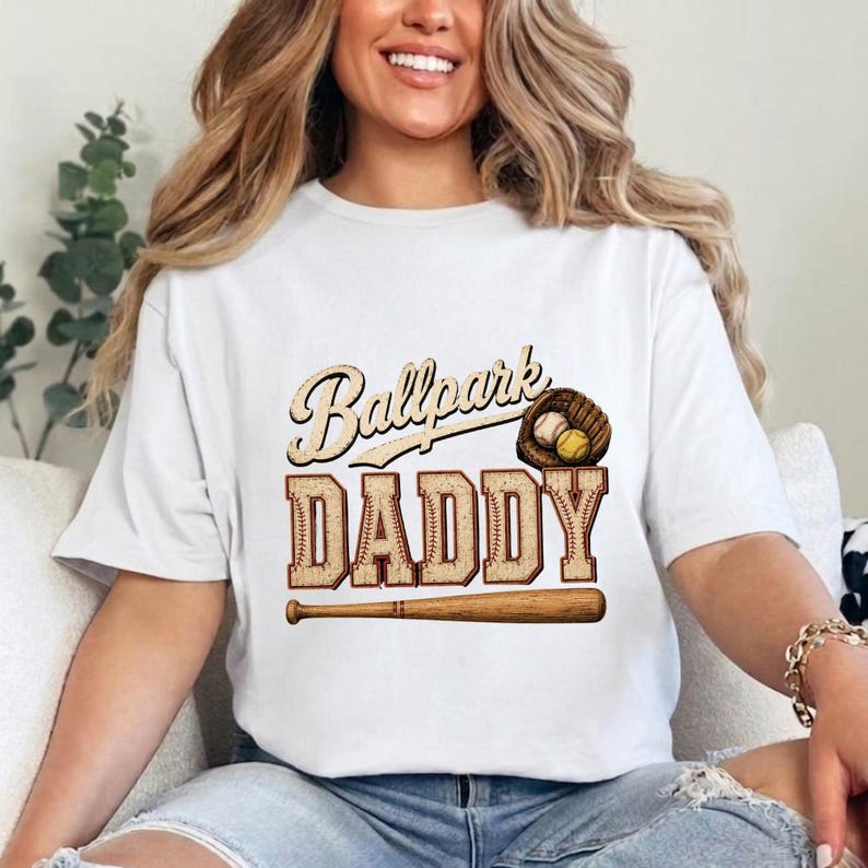 Ballpark Daddy Baseball Softball Grandpa T-shirt – Sports Fan Dad Tee ...