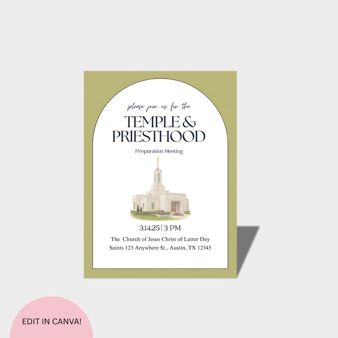 Temple and Priesthood Preparation Meeting Template, Priesthood Invite ...