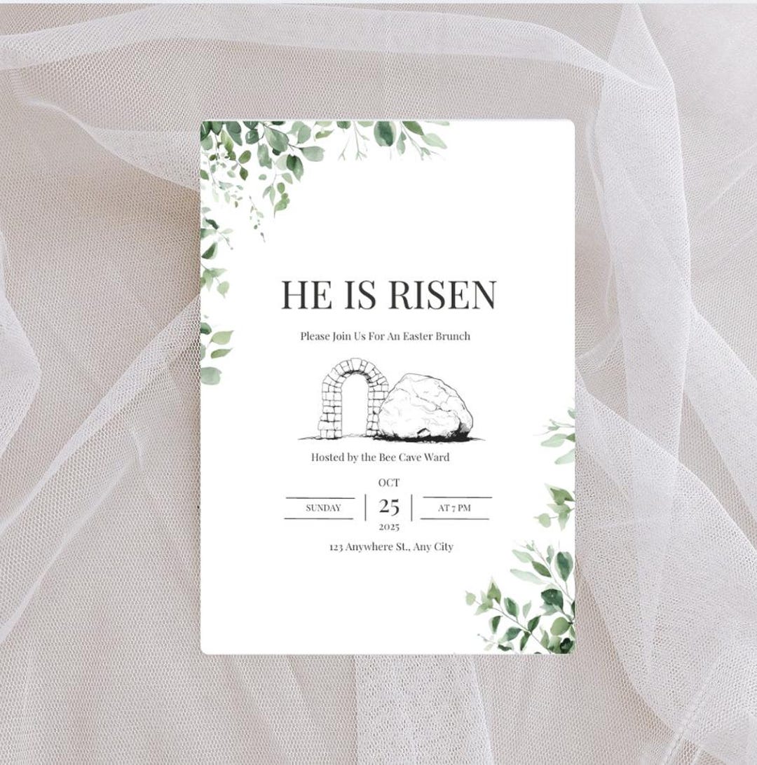 LDS He is Risen Invite, He is Risen Invitation, Easter Invitation, LDS ...