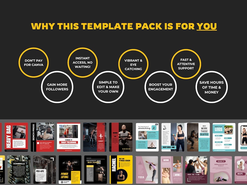 100 Canva Fitness Instagram Templates, Personal Trainer Templates ...