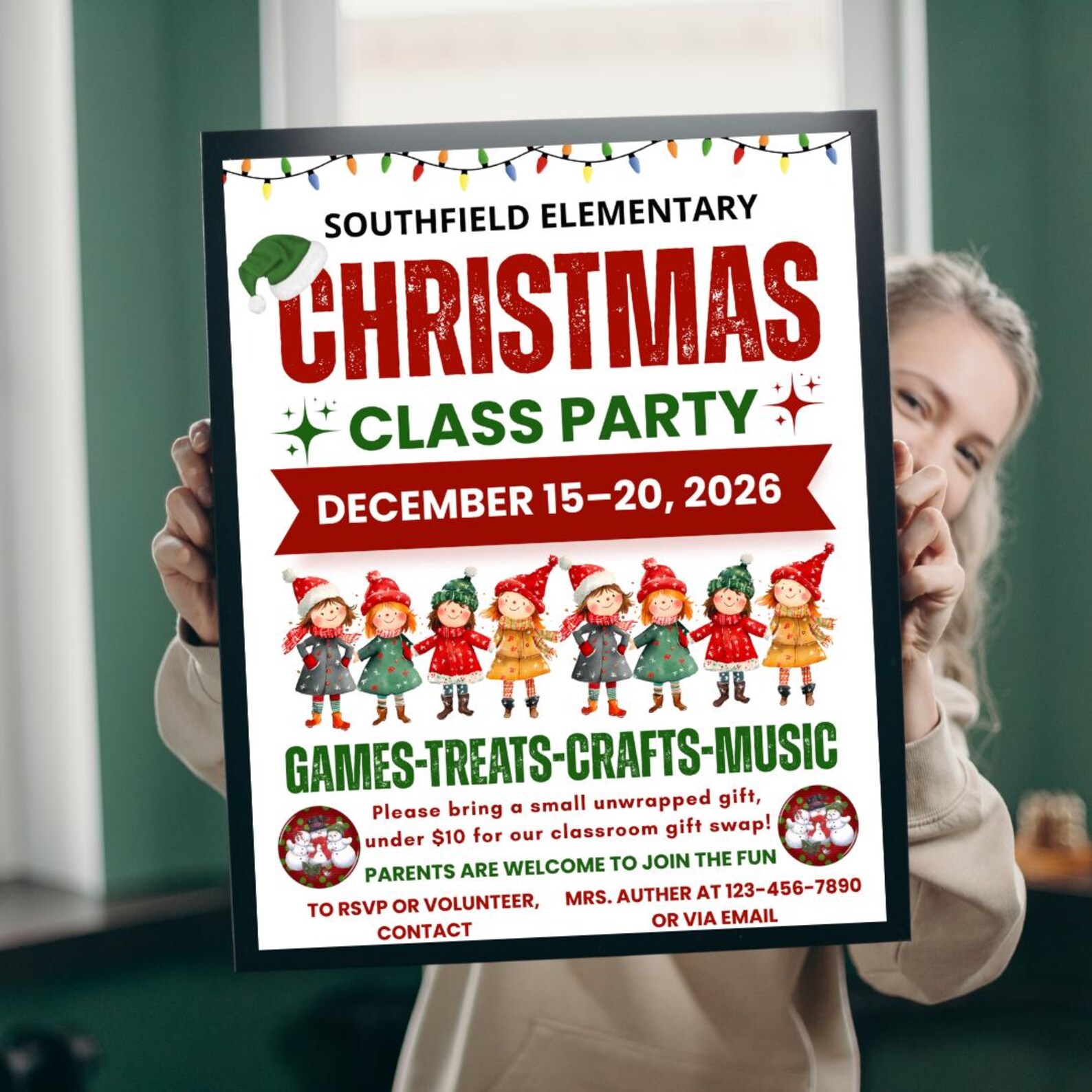 Christmas Class Party Invitation, Editable Winter Holiday Flyer (canva ...