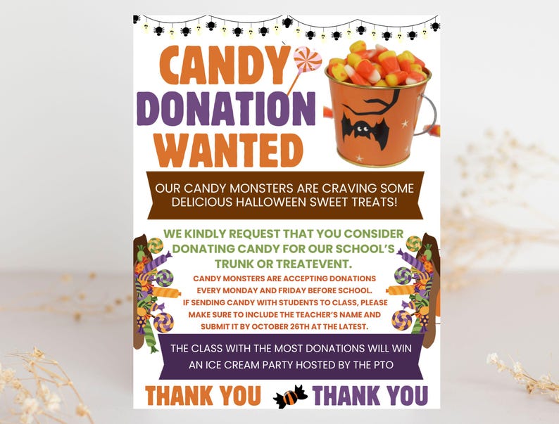 Editable Trunk or Treat Flyer: Halloween Candy Drive (canva Digital ...