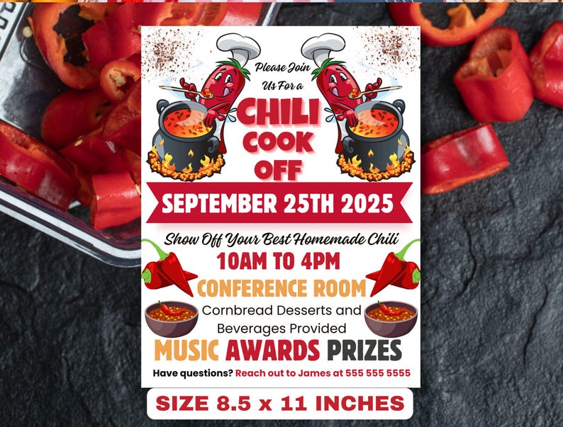 Editable Chili Cook off Flyer Template: BBQ Picnic Invitation (digital ...