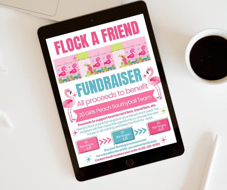 Flamingo Flock My Yard Fundraiser Flyer: Editable Canva Template ...