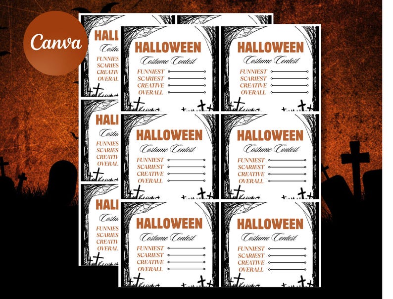 Editable Halloween Costume Contest Voting Cards (instant Download) - Etsy