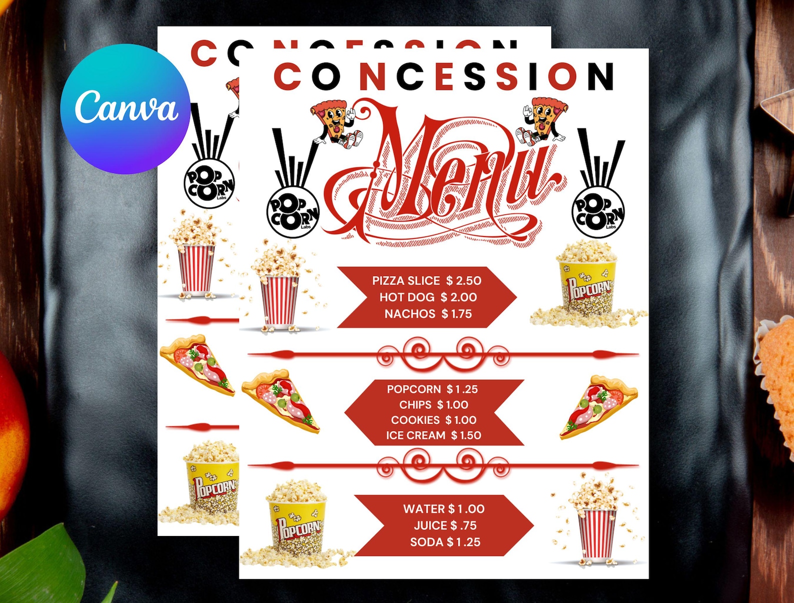 Editable Carnival-themed Concession Stand Menu Template | Canva Sign ...