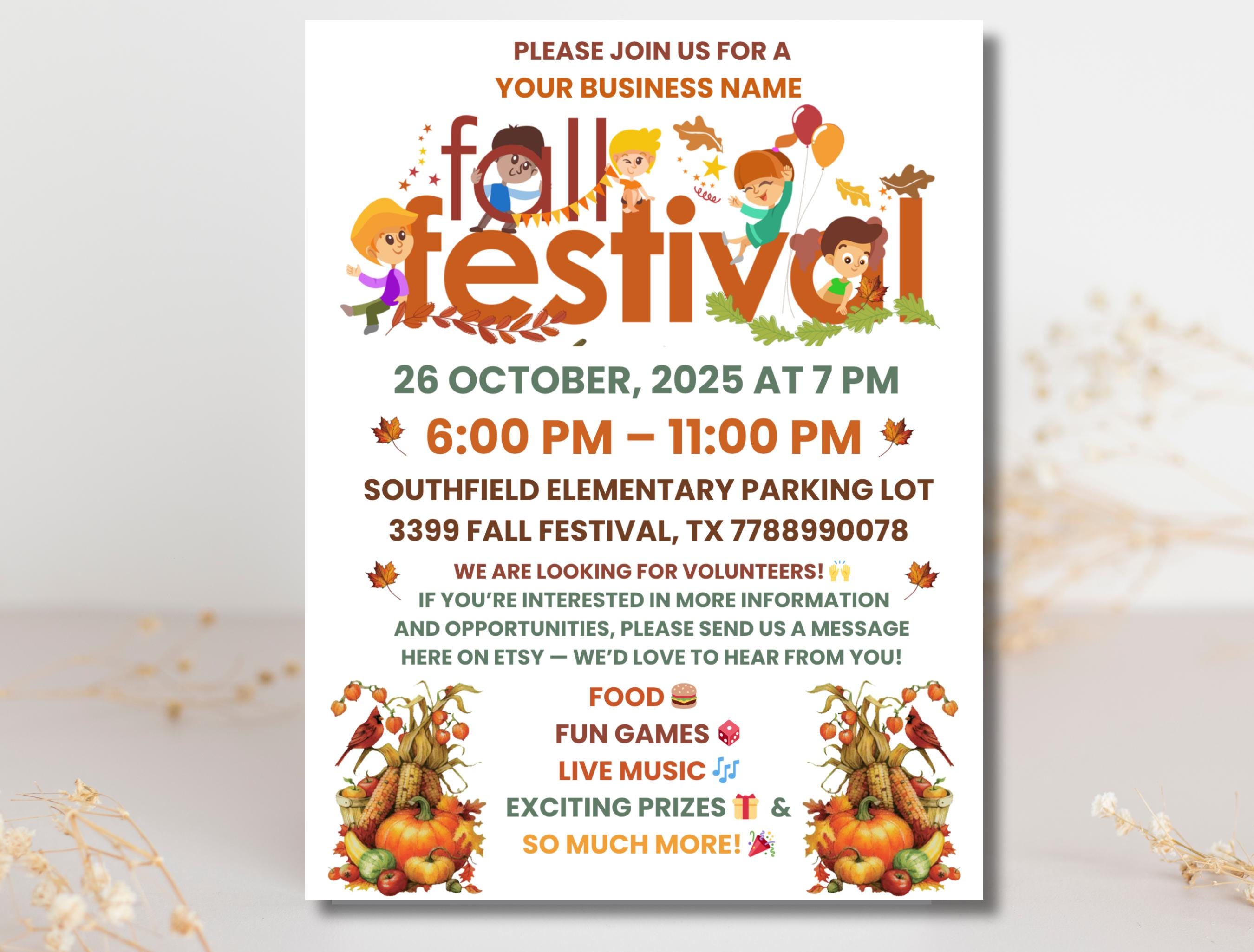 Fall Harvest Festival Invitation | Editable Pumpkin Patch Flyer - Etsy