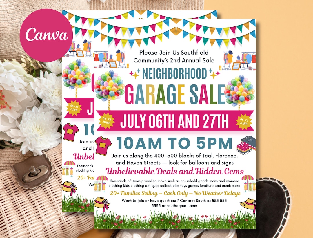 Editable Garage Flyer | Community Yard Sign (canva Template, Digital ...