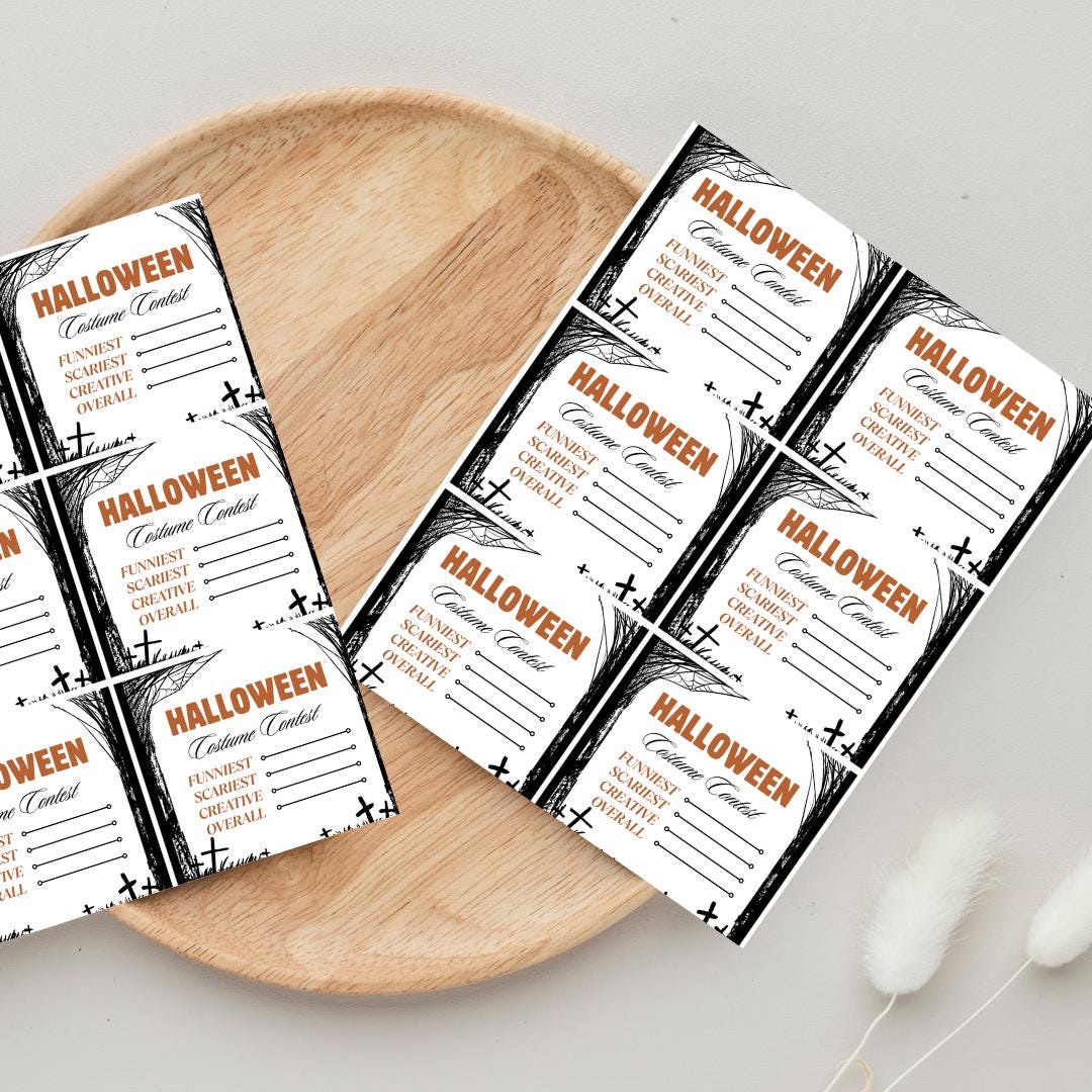 Editable Halloween Costume Contest Voting Cards (instant Download) - Etsy
