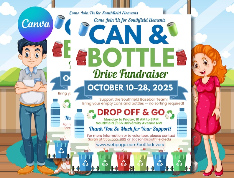 Editable Can & Bottle Drive Flyer: School PTA Recycling Fundraiser ...
