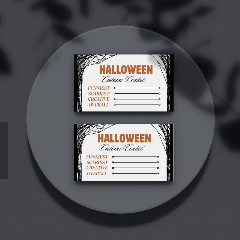 Editable Halloween Costume Contest Voting Cards (instant Download) - Etsy