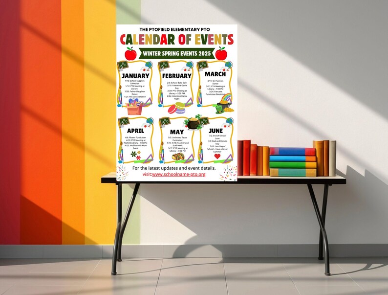 Editable School Calendar Flyer | PTA PTO Events (canva Template) - Etsy