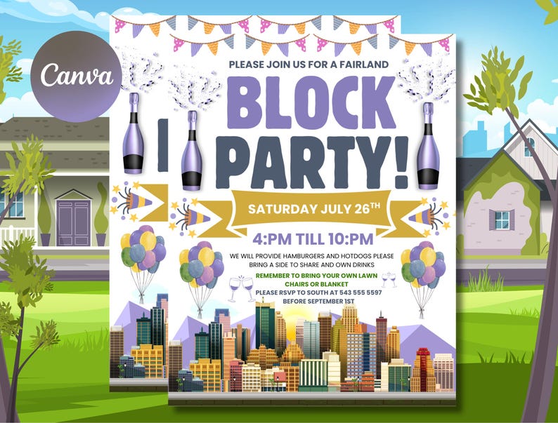 Editable DIY Block Party Flyer Template for Canva – Printable ...