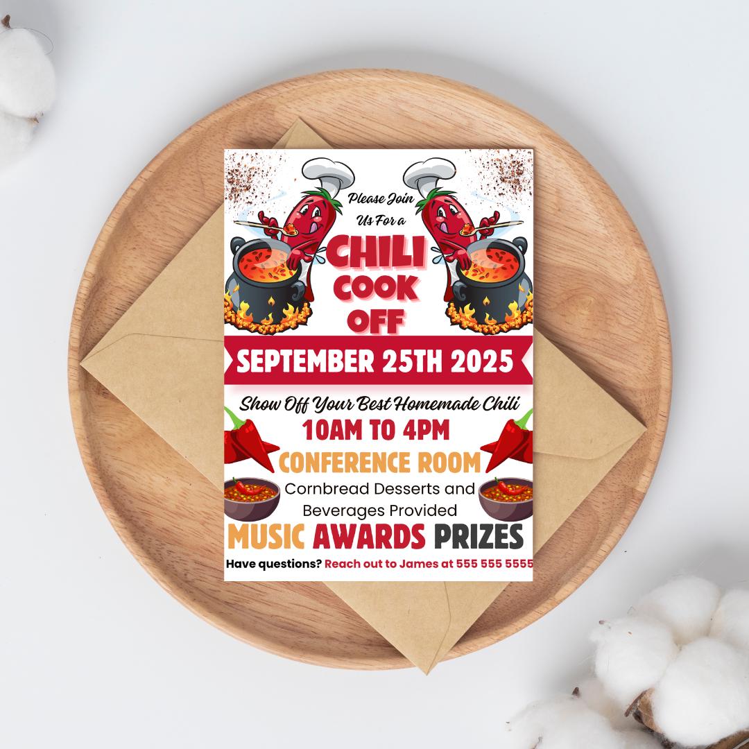 Editable Chili Cook off Flyer Template: BBQ Picnic Invitation (digital ...