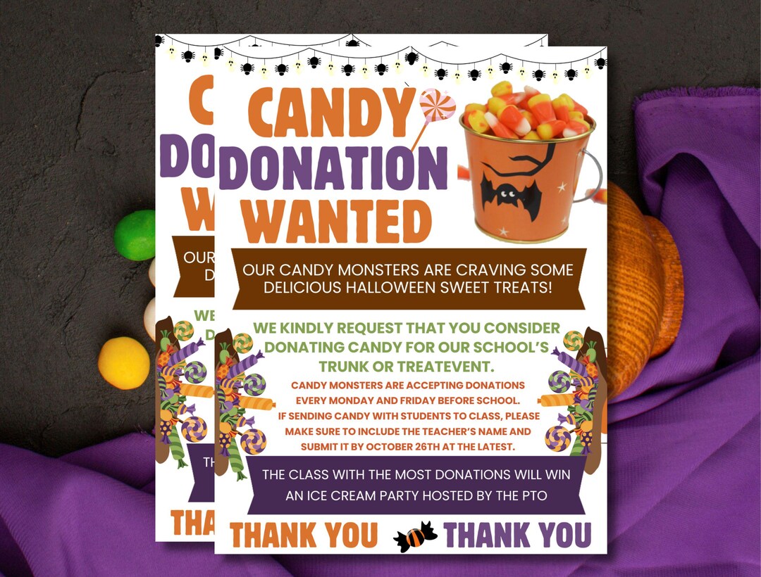 Editable Trunk or Treat Flyer: Halloween Candy Drive (canva Digital ...