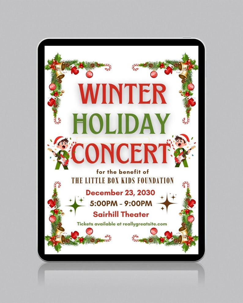 Holiday Concert Program & Flyer | Winter Floral Design (canva Template ...