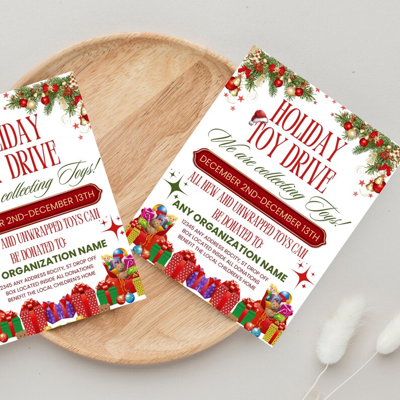 Editable Christmas Toy Drive Flyer Template: School Church Fundraiser ...