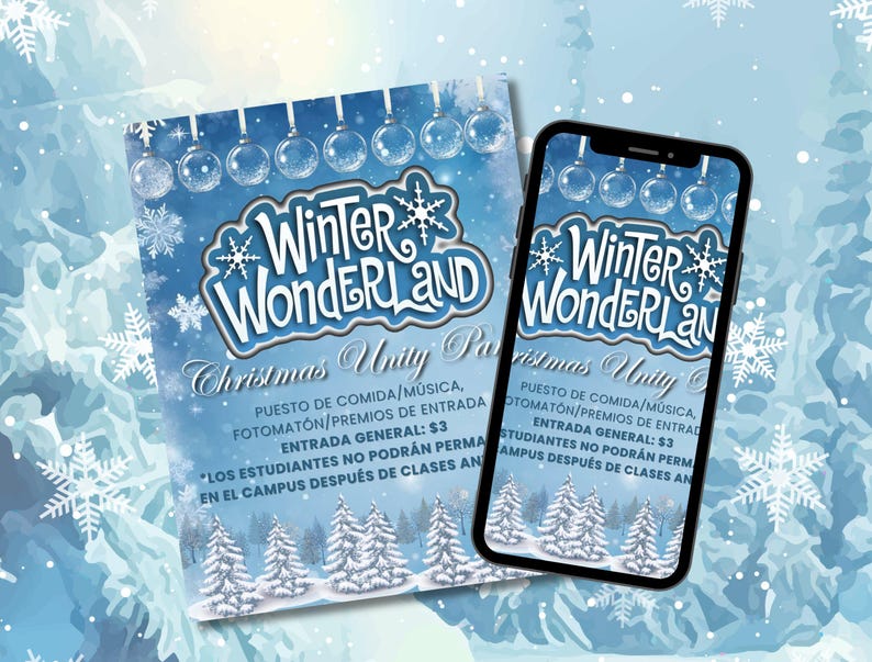 Winter Wonderland Flyer Template | Editable School Prom Invitation ...