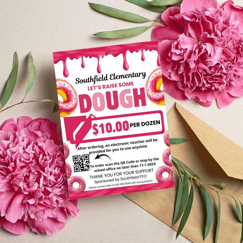 Editable Donut Fundraiser Flyer Template – Printable School Event Bake ...