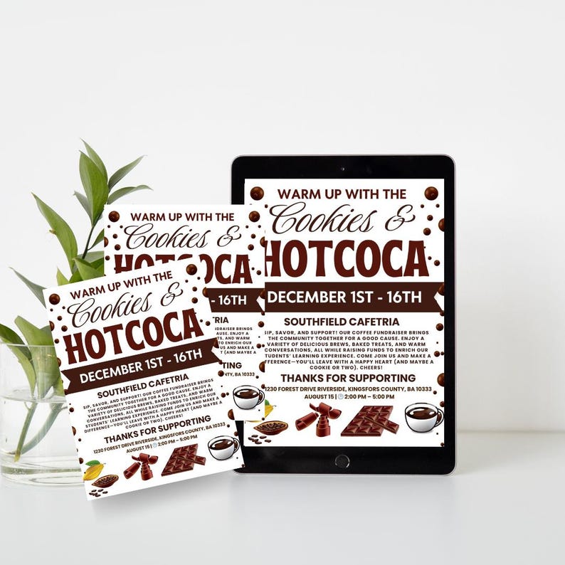 Cookies and Hot Cocoa Flyer | Winter Fundraiser (editable Canva ...