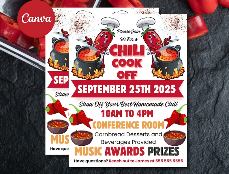 Editable Chili Cook off Flyer Template: BBQ Picnic Invitation (digital ...