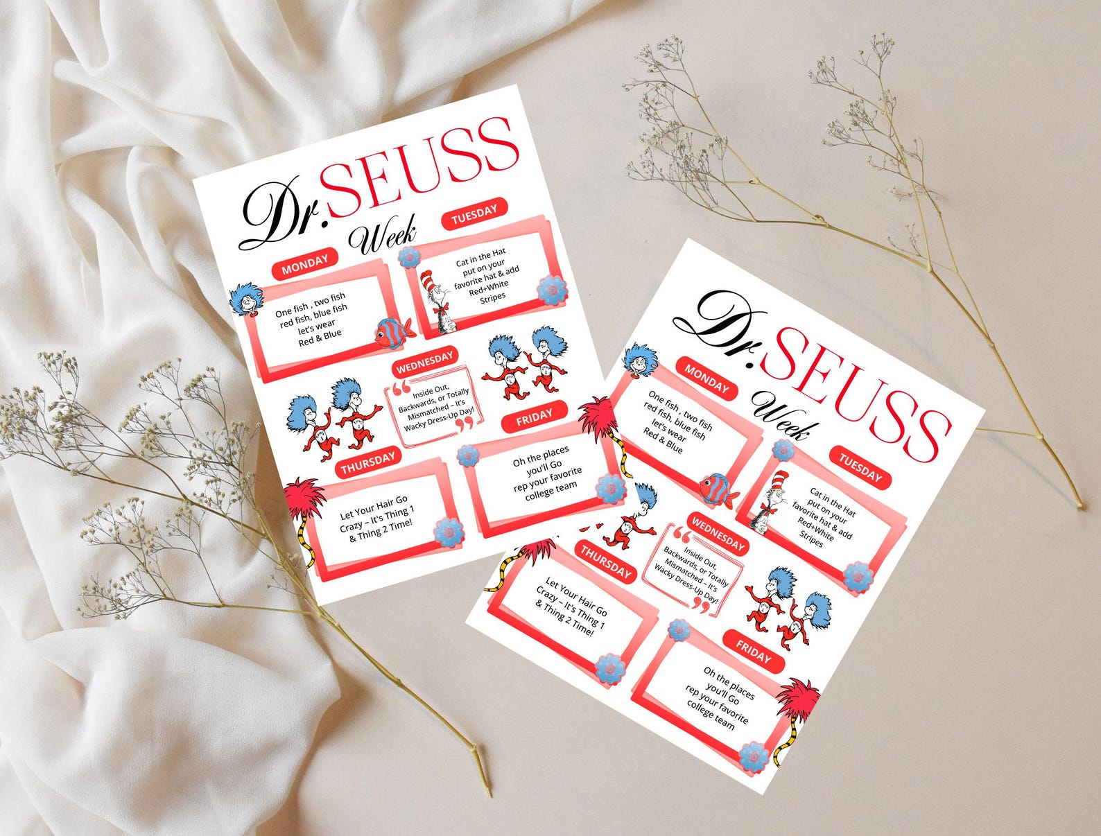 Dr. Seuss Spirit Week Flyer: Read Across America 2025, Editable Canva ...