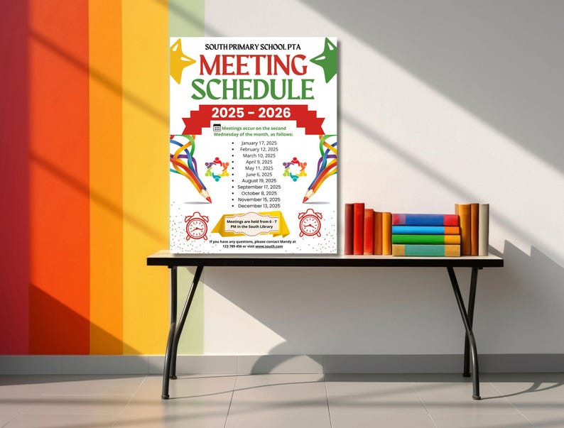 Editable PTA PTO Meeting Schedule Flyer: Printable School Calendar ...