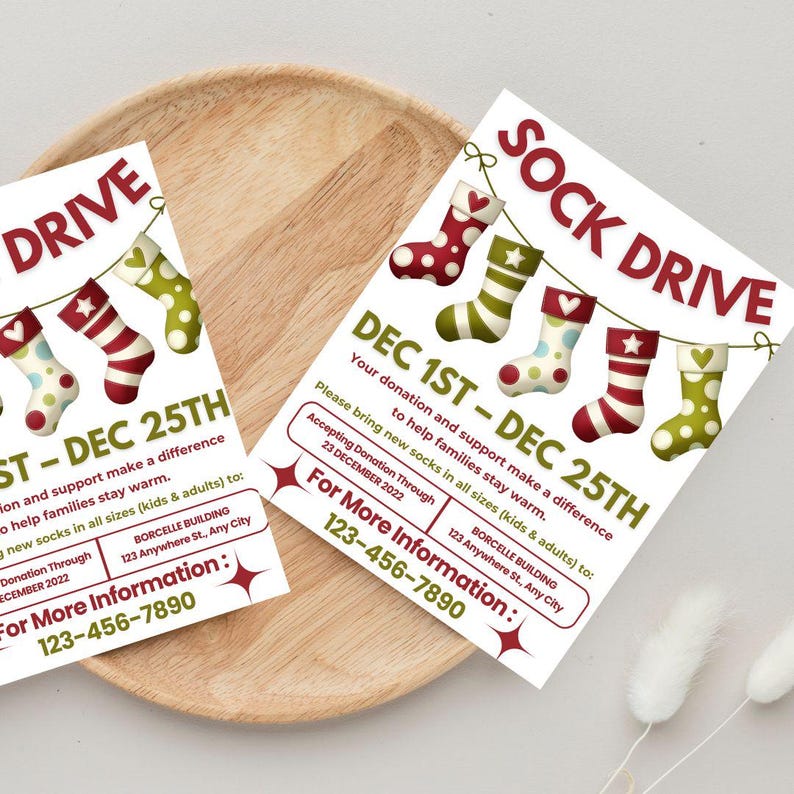 Winter Sock Drive Flyer Template: Charity Fundraiser (canva Editable ...