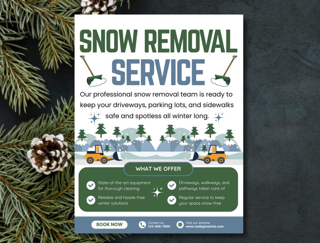 Snow Removal Flyer Template, Editable Winter Plowing Design (canva) - Etsy