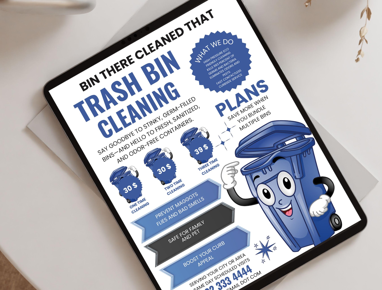 Trash Bin Cleaning Flyer Template: Editable Canva Ad (instant Download ...