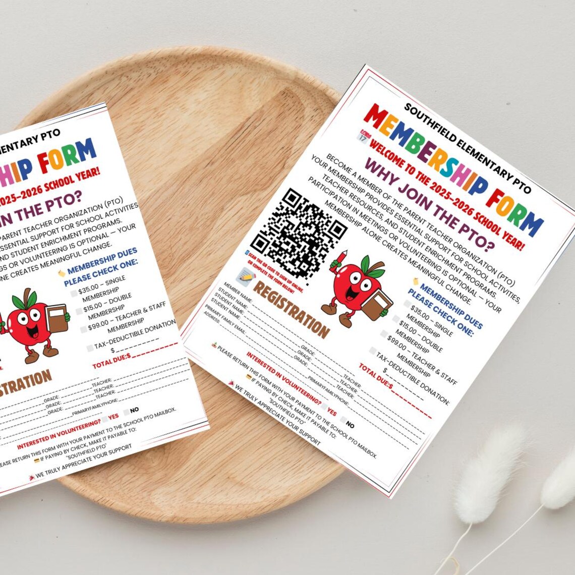 Editable School Membership Form Canva Template: PTA/PTO Volunteer Sign ...