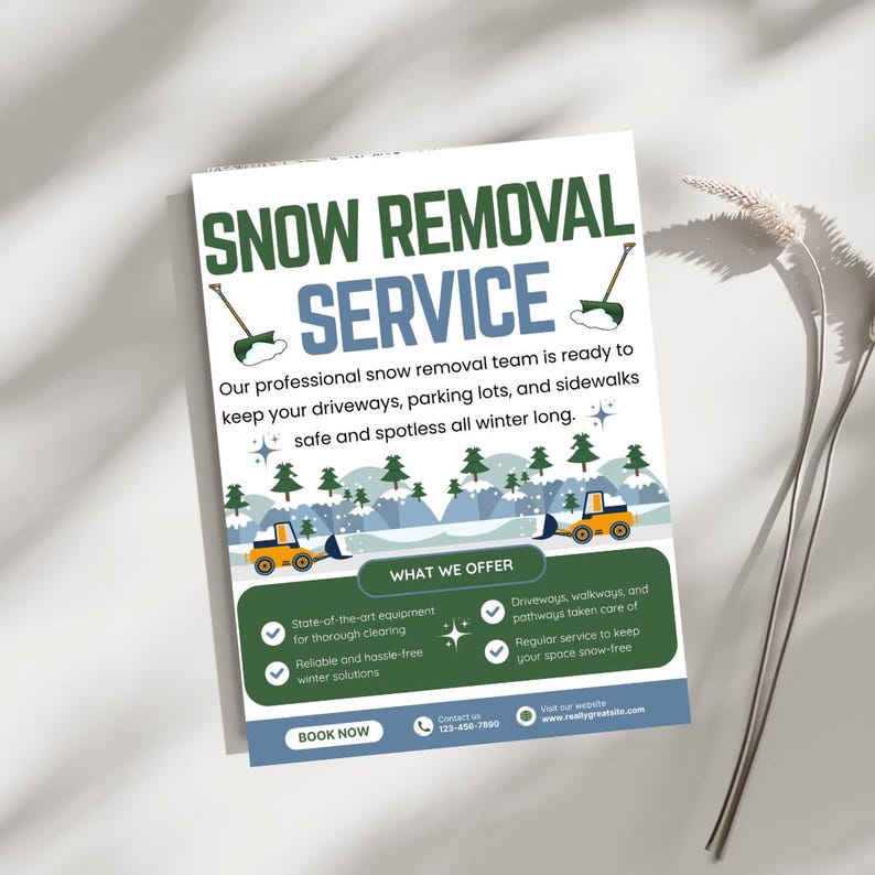 Snow Removal Flyer Template, Editable Winter Plowing Design (canva) - Etsy
