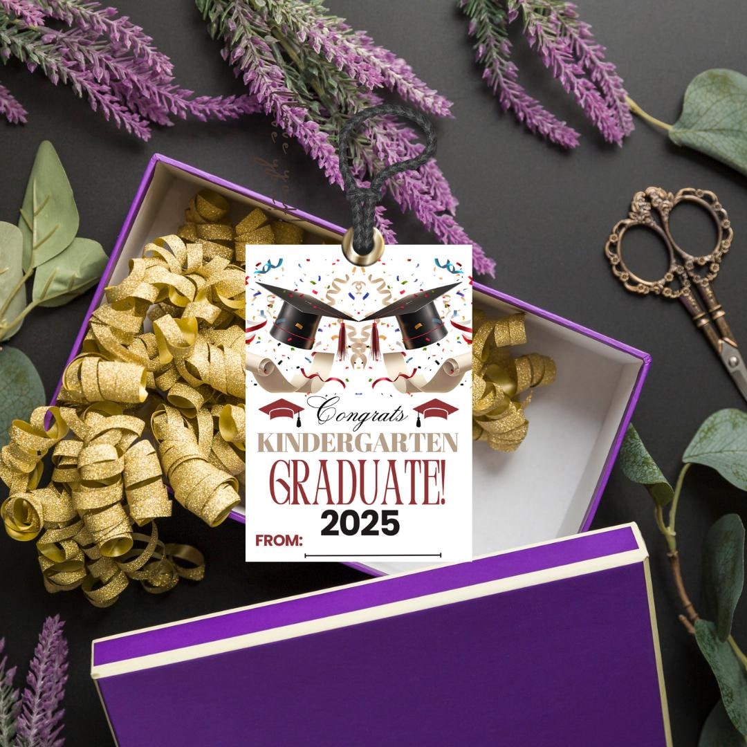 Kindergarten Graduation Gift Tags Printable,2025 Grad Tags, Congrats ...