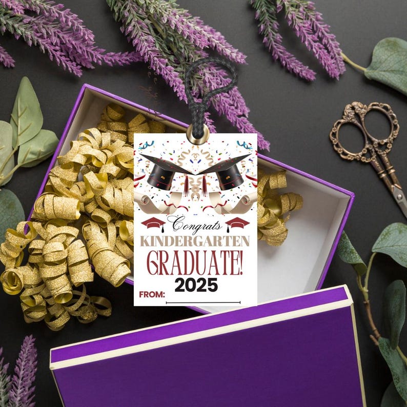 Kindergarten Graduation Gift Tags Printable,2025 Grad Tags, Congrats ...