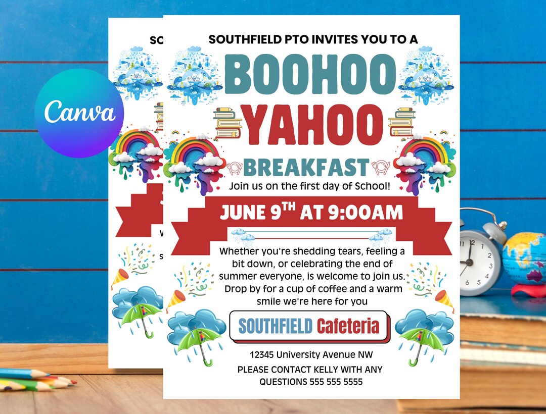 Editable Boo Hoo Breakfast Flyer | Back to School Breakfast Invitation ...