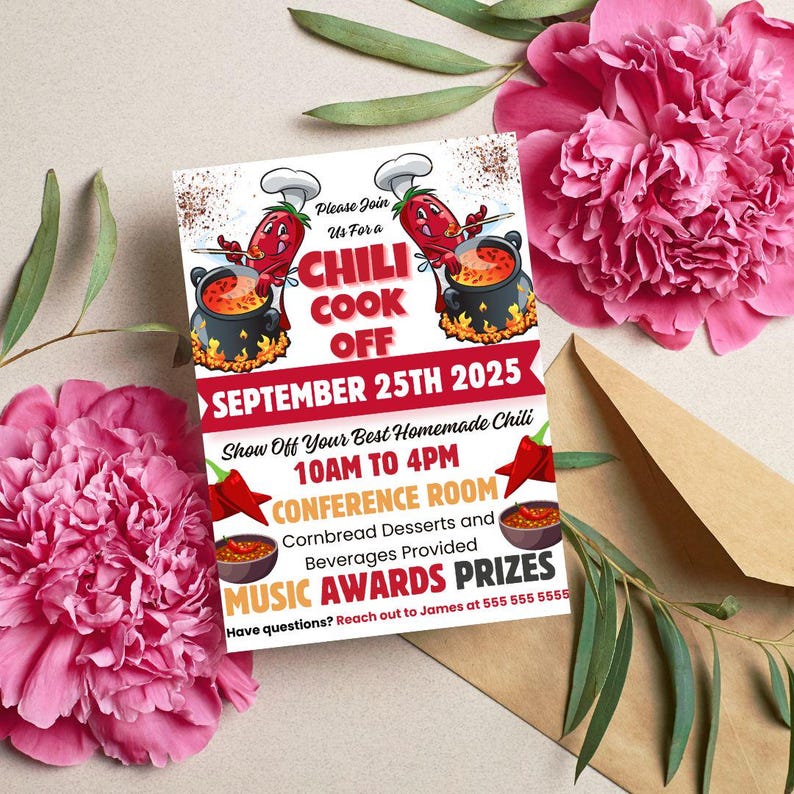 Editable Chili Cook off Flyer Template: BBQ Picnic Invitation (digital ...