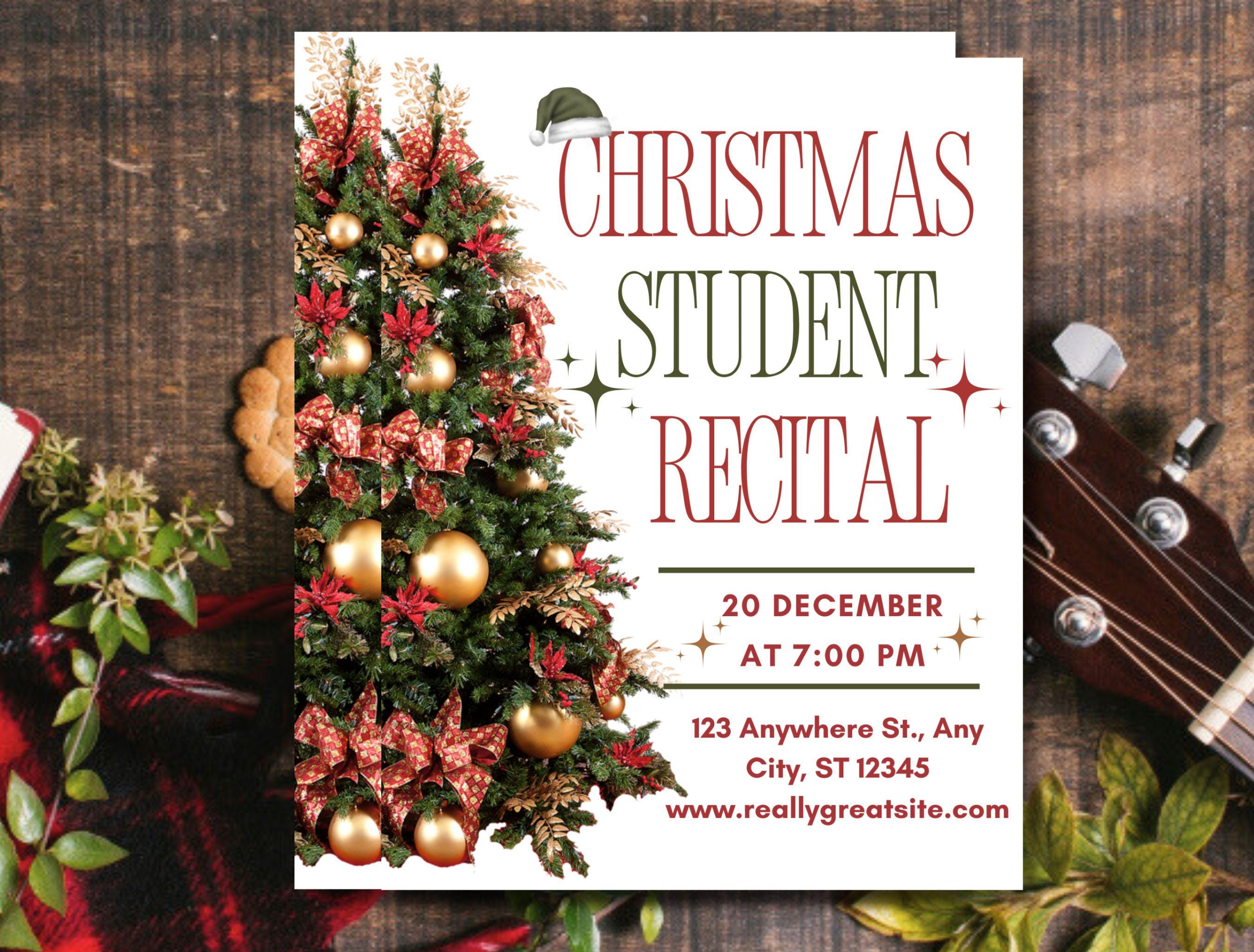Christmas Music Recital Program Template | Editable Canva Printable - Etsy