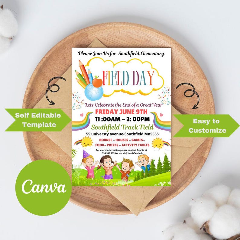 Editable School Field Day Flyer Template – Field Day Invitation for ...