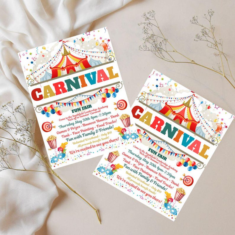 Editable Carnival Fair Flyer Template: School PTA Church Event ...