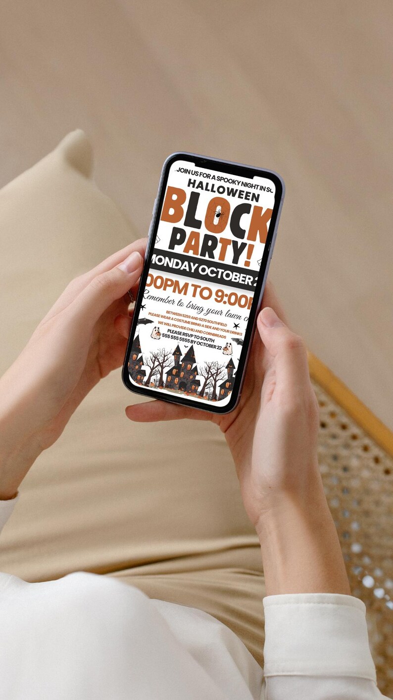 Editable Halloween Block Party Flyer: Trick or Treat Invitation (canva ...