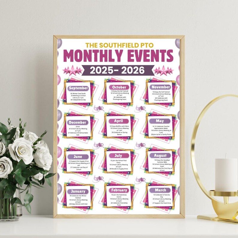 Editable PTO PTA Calendar & Newsletter Template: School Event Planner ...