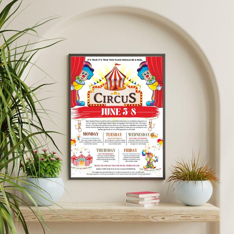 Editable Circus Theme Teacher & Staff Appreciation Day Flyer | Carnival ...