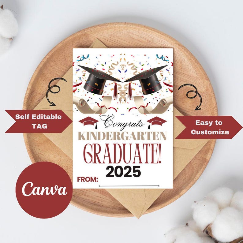 Kindergarten Graduation Gift Tags Printable,2025 Grad Tags, Congrats ...
