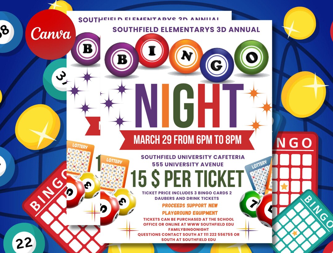Editable Bingo Night Flyer Template | Family Game Night Fundraiser ...